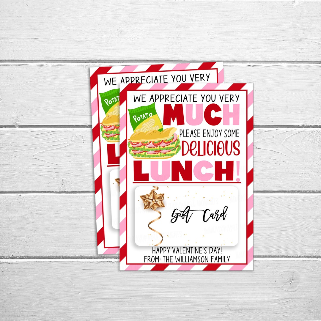 Valentine Brunch Lunch Gift Card Holder, Editable Thank You Gift Card ...