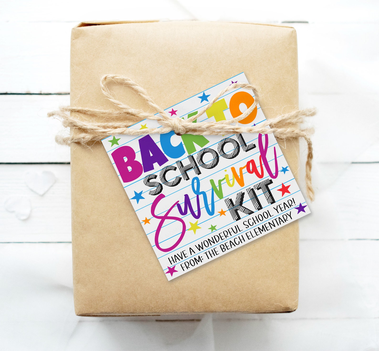 Back to School Survival Kit Gift Tag, Printable Editable Gift Bag Tag ...