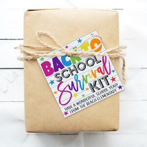 Back to School Survival Kit Gift Tag, Printable Editable Gift Bag Tag ...