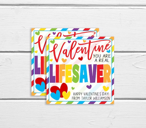 Valentine Lifesaver Gift Tag, Editable You Are A Real Lifesaver, Candy ...