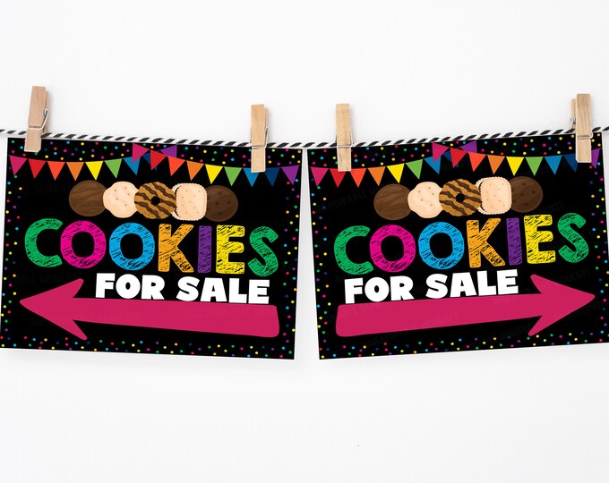 Cookie Booth Price Sign Printable, Cookies Sold Here Cookie Drop Banner ...