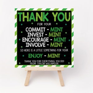Thank You Mint Tags, Volunteer School Staff Employee Teacher ...