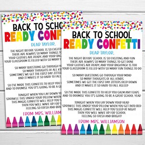 Editable Back to School Ready Confetti Printable, Night Before School ...