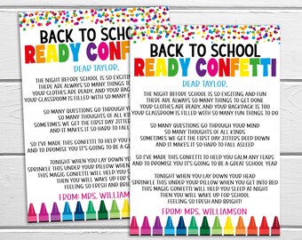 Editable Back to School Ready Confetti First Day Jitters - Etsy