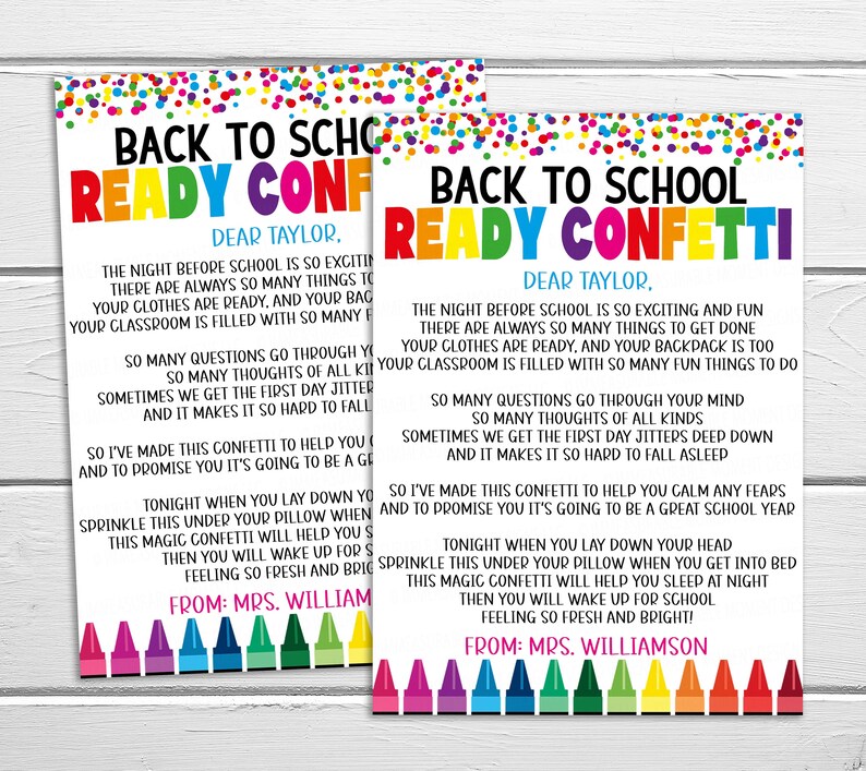 Editable Back to School Ready Confetti Printable Night Before - Etsy