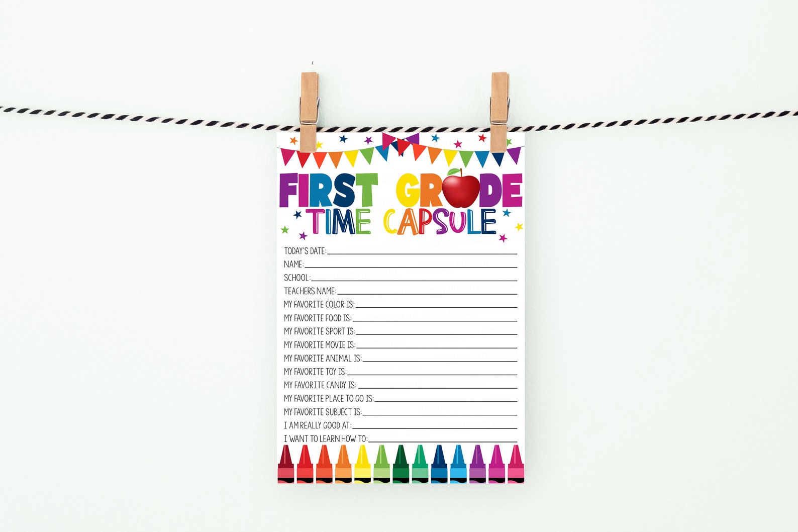 First Grade Time Capsule Printable 1st Grade Kids Student | Etsy