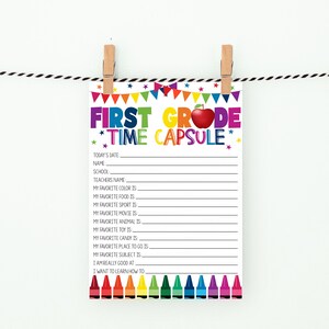 First Grade Time Capsule Printable, 1st Grade Kids Student Memory Sheet ...