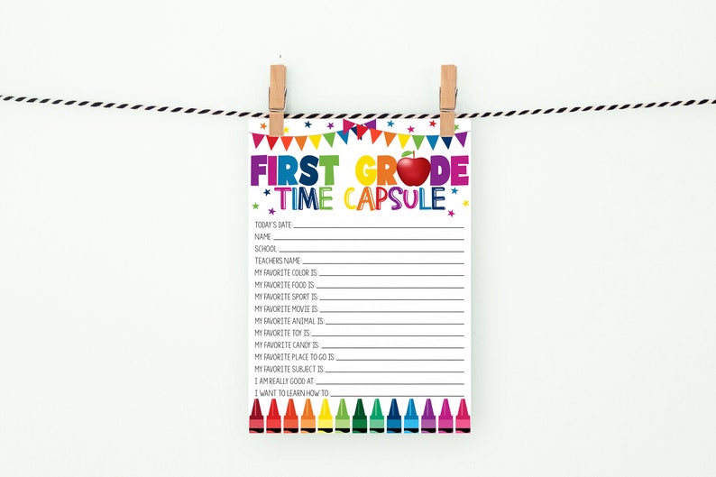 First Grade Time Capsule Printable 1st Grade Kids Student | Etsy