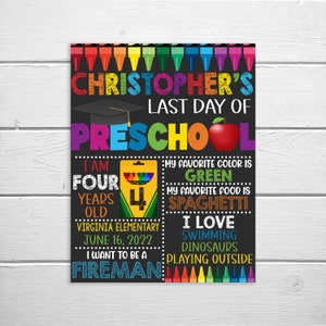 Editable Last Day of Preschool Sign, Last Day of School Back to School ...