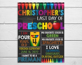 First Day of School Sign Back to School Chalkboard Pre-k - Etsy