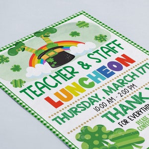 St. Patrick's Day Teacher Appreciation Luncheon Invitation, Teacher and ...