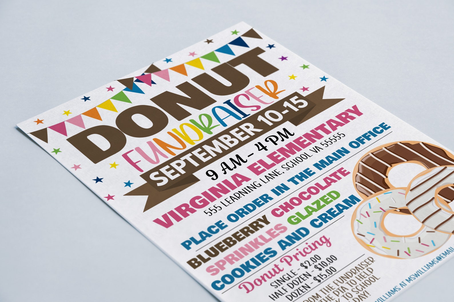 Donut Fundraiser Flyer Bake Sale Fundraising Invitation - Etsy