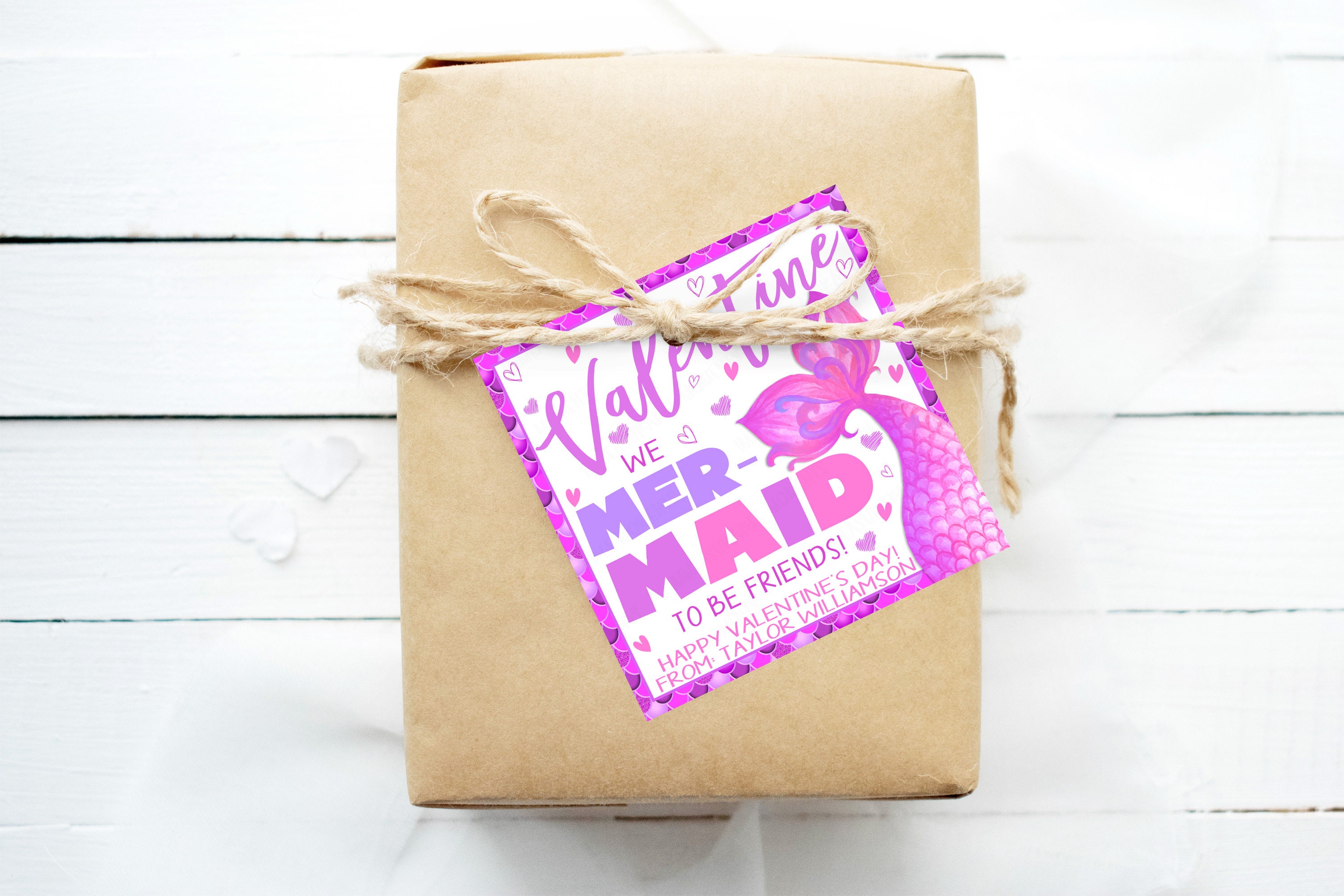 Valentine Mermaid Gift Tags, DIY Editable Gift Tag, Valentine We Mer ...