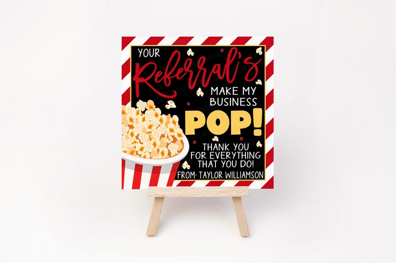 Popcorn Pop-by Gift Tags Your Referrals Make My Business Pop | Etsy