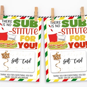 Sub Sandwich Gift Card Holder, There is No Sub-stitute for You, Lunch ...