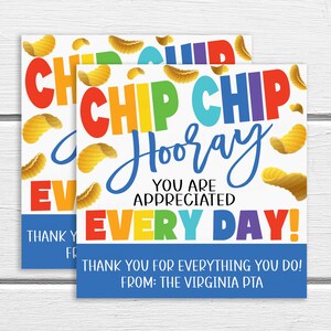 Chips Gift Tags, Chip Chip Hooray, Potato Chip Appreciation Label ...