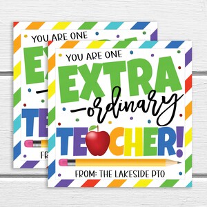 Teacher Appreciation Gift Tags, Extra-ordinary Teacher, Back to School ...