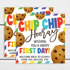 Cookie Back to School Gift Tags, Chip Chip Hooray First Day, Gift for ...