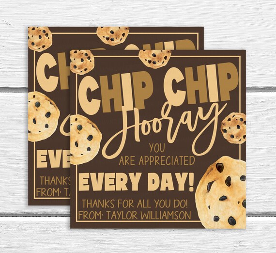 Cookie Thank You Gift Tags, Chip Chip Hooray, Appreciation Week ...