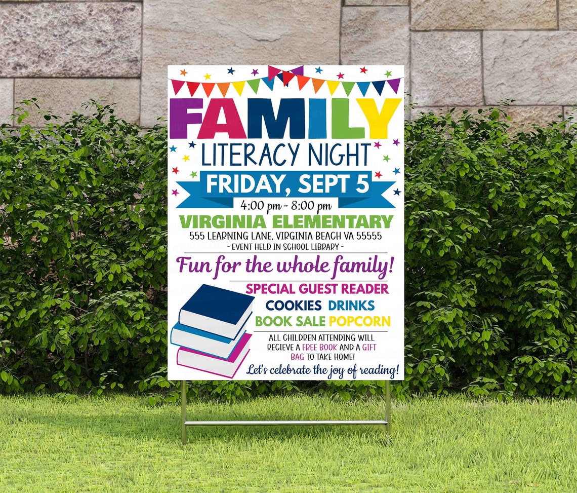 Family Literacy Night Flyer Editable Printable PTA PTO - Etsy