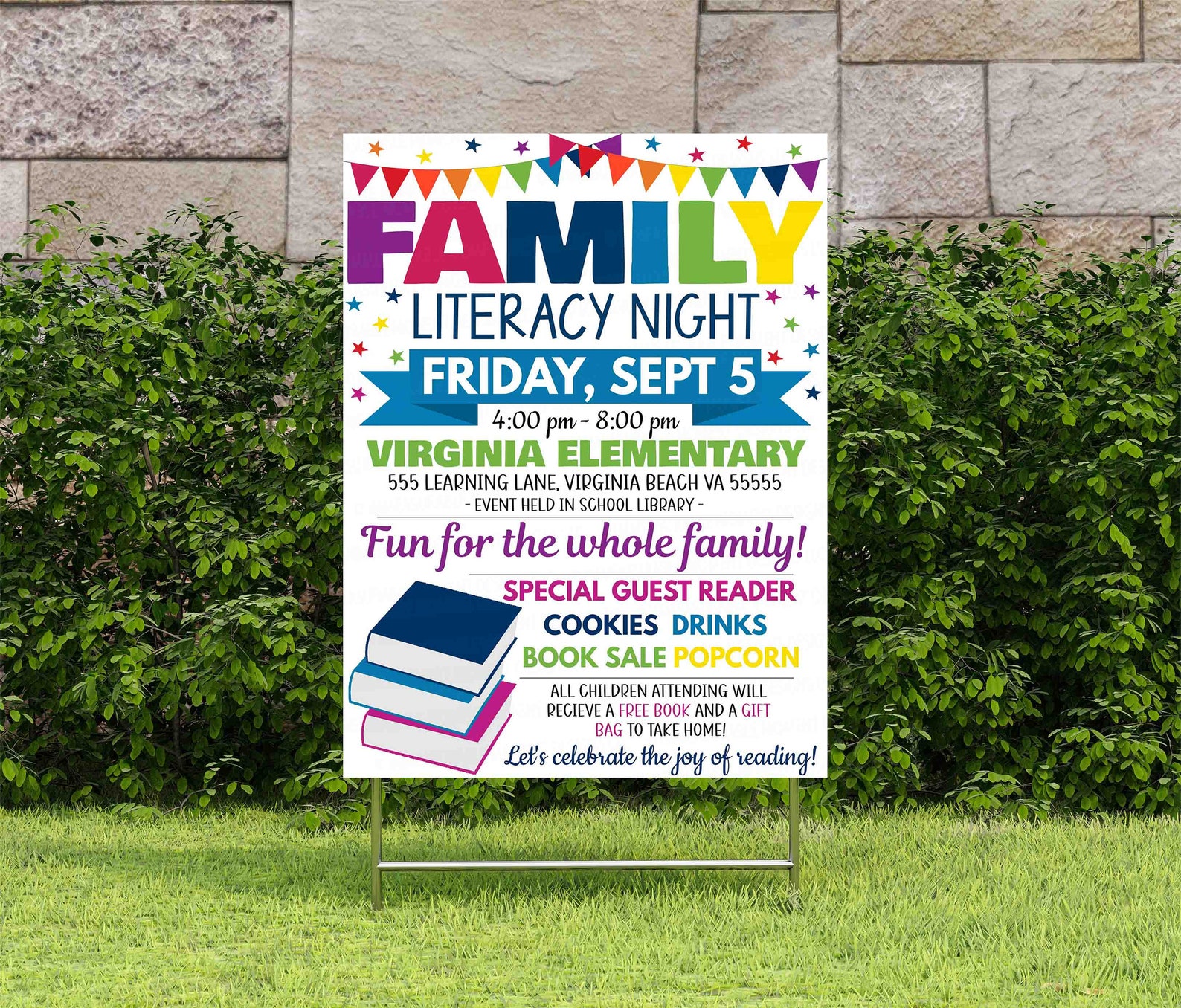 Family Literacy Night Flyer, Editable Printable, PTA PTO Flyer, School ...