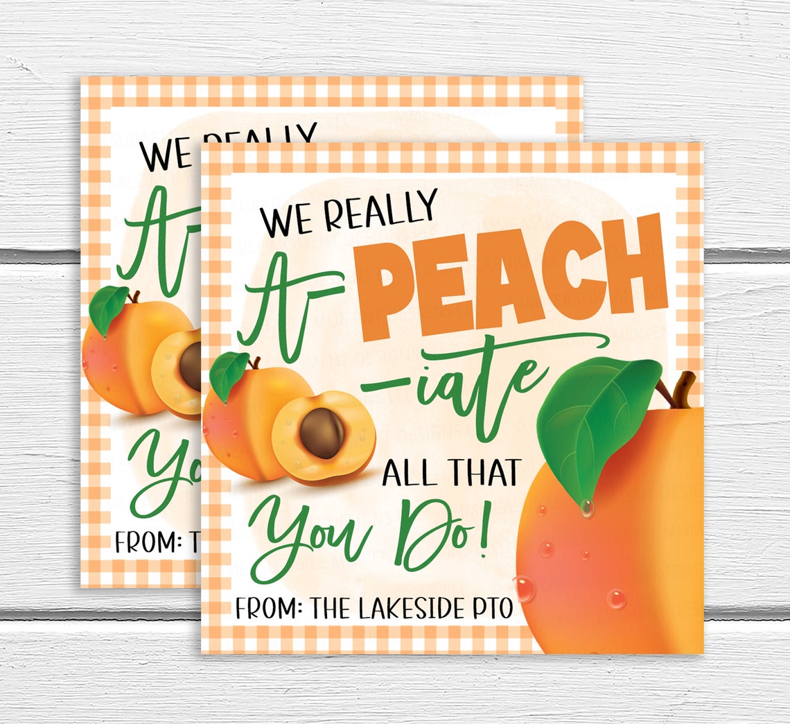 Appreciation Gift Tags Fruit Peach Thank You Appreciation - Etsy