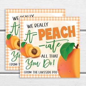 Appreciation Gift Tags, Fruit Peach, Thank You Appreciation Favor Treat ...