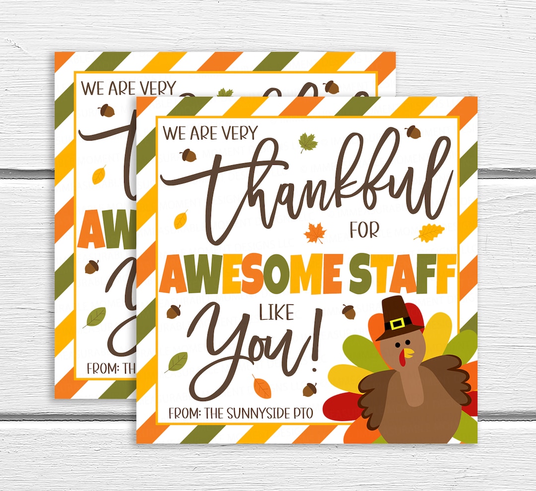 Fall Staff Appreciation Tags, Thankful for Staff Like You, Thanksgiving ...