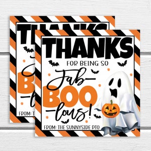 Halloween Appreciation Gift Tags, Thanks for Being Fab-boo-lous Teacher ...