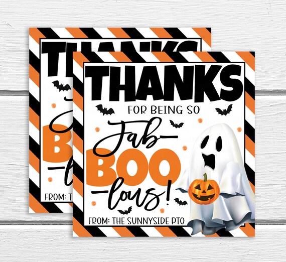 Halloween Appreciation Gift Tags, Thanks for Being Fab-boo-lous Teacher ...