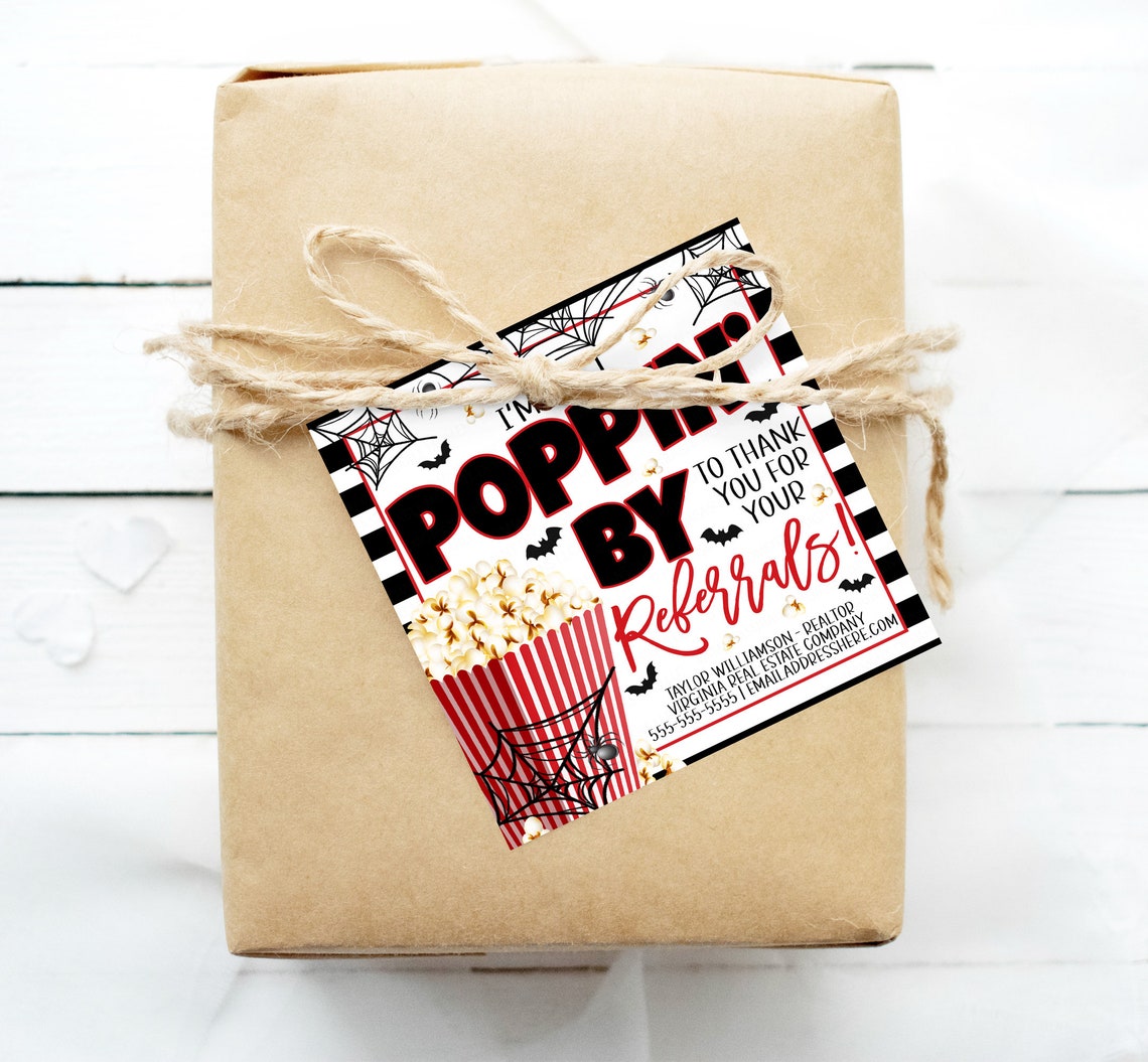 Halloween Popcorn Referral Gift Tags Just Popping' by to - Etsy