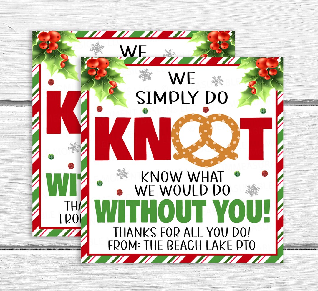 Christmas Pretzel Gift Tag Do Knot Know What We Would Do - Etsy