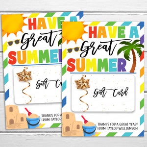 Summer Gift Card Holder, Have A Great Summer, Thank You Gift Card ...