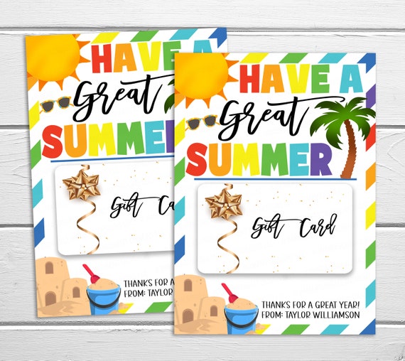 Summer Gift Card Holder, Have A Great Summer, Thank You Gift Card ...