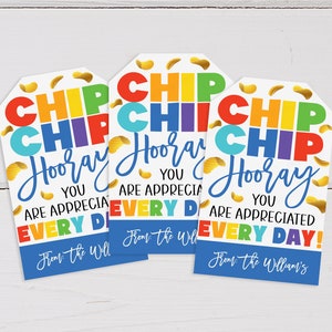Chips Gift Tags, Chip Chip Hooray, Potato Chip Appreciation Label ...