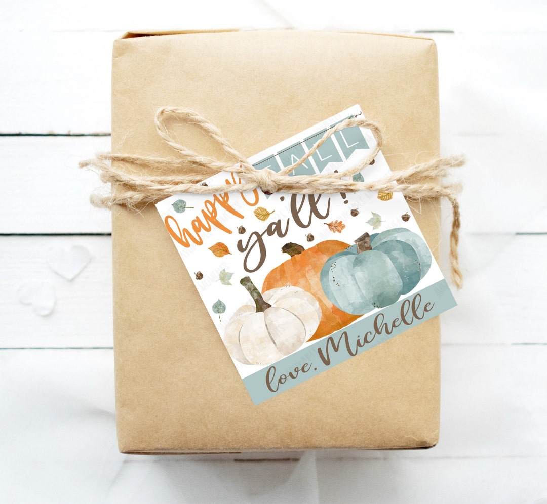 EDITABLE Fall Gift Tag, Happy Fall Ya'll Gift Tag, Watercolor Fall Tag ...