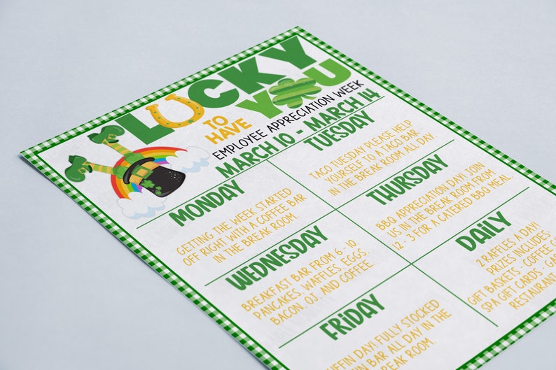 Editable Staff Appreciation Week Itinerary Employee | Etsy