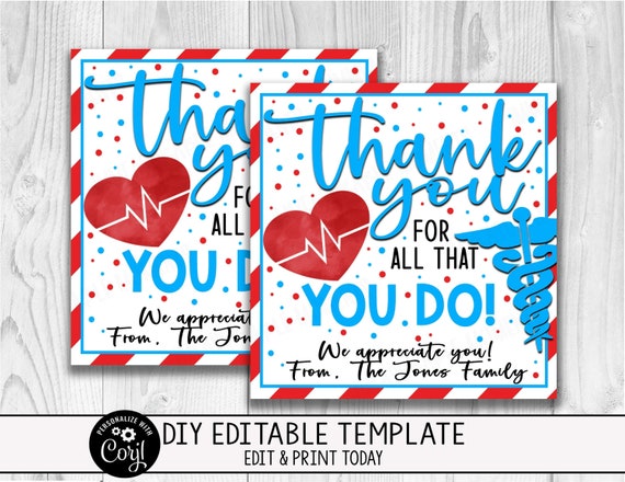 Nurse Appreciation Gift Tag, Medical Healthcare Worker Tag, Staff/Co ...