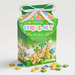 St Patrick's Day Cereal Gift Tags, Editable Cereal Tag, St Patty You're ...