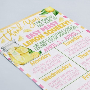 Teacher Appreciation Week Schedule Itinerary, Easy Peasy Lemon Squeeze ...