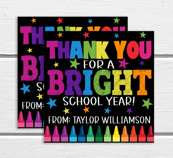 End Of School Gift Tag, Thank You For A Bright School Year, Last Day Of ...