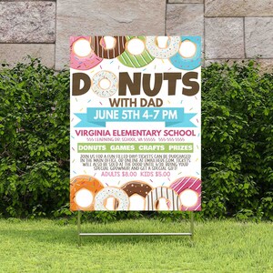 Donuts With Dad Flyer, School PTO PTA, Father Parent Grandparent Adult ...