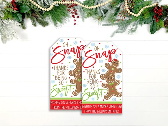 Holiday Gingerbread Gift Tag, Editable Thank You Employee Teacher Nurse ...