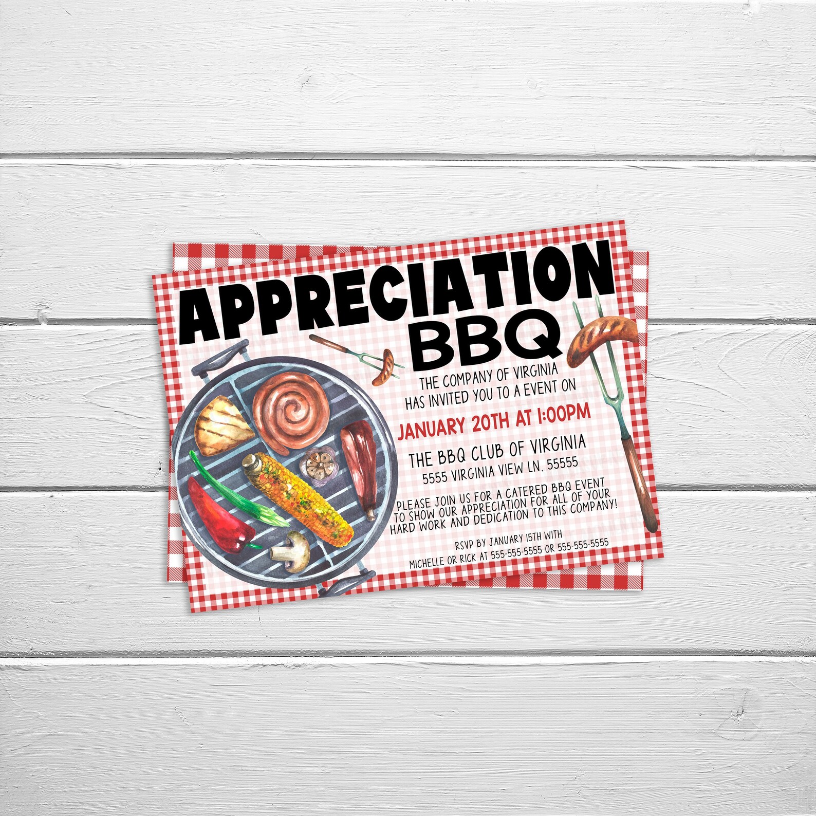 Appreciation BBQ Invitation, Editable Lunch Dinner Staff Employee ...