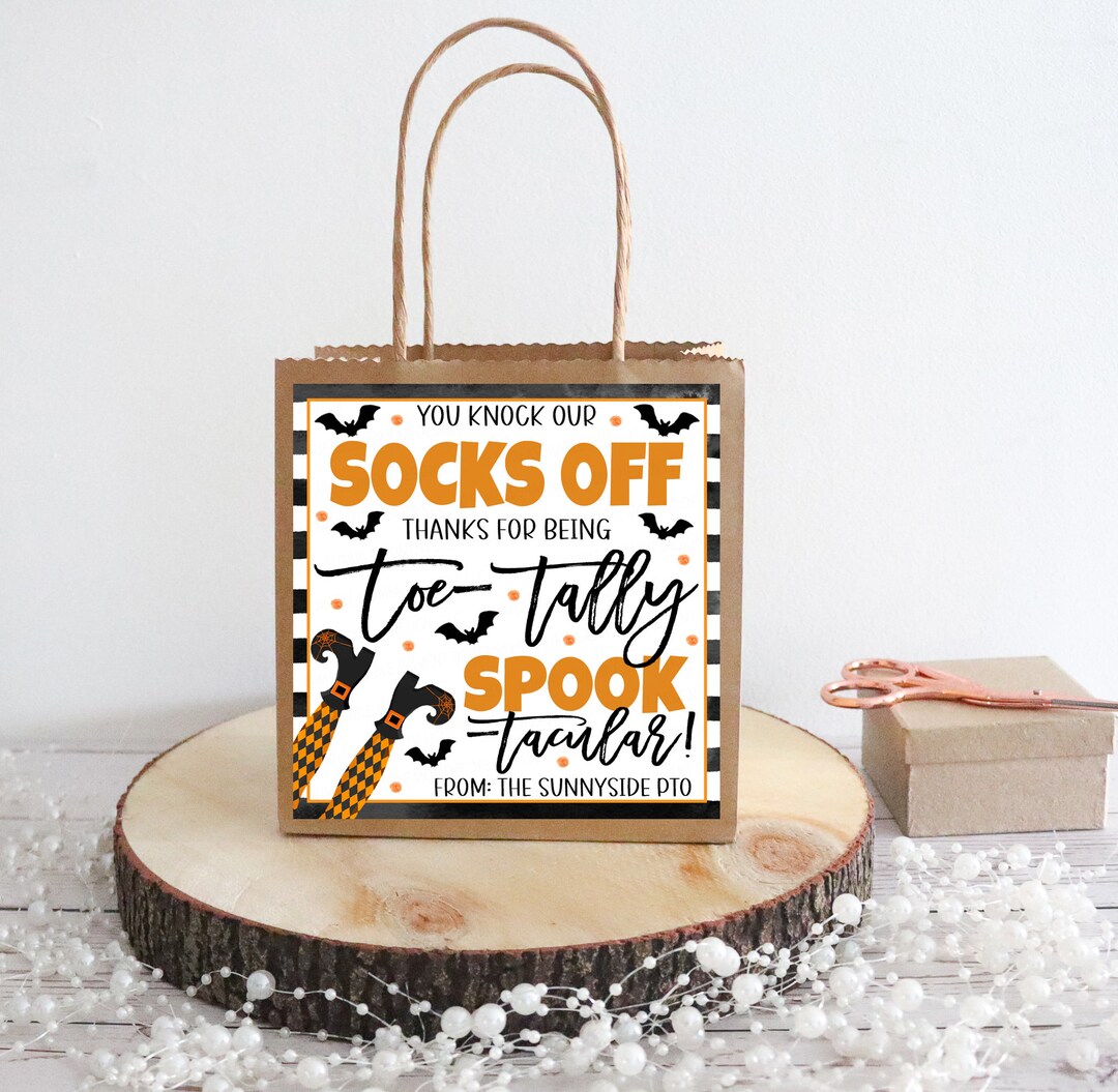 Halloween Sock Gift Tags, Toe-tally Amazing Socks, Teacher Staff ...