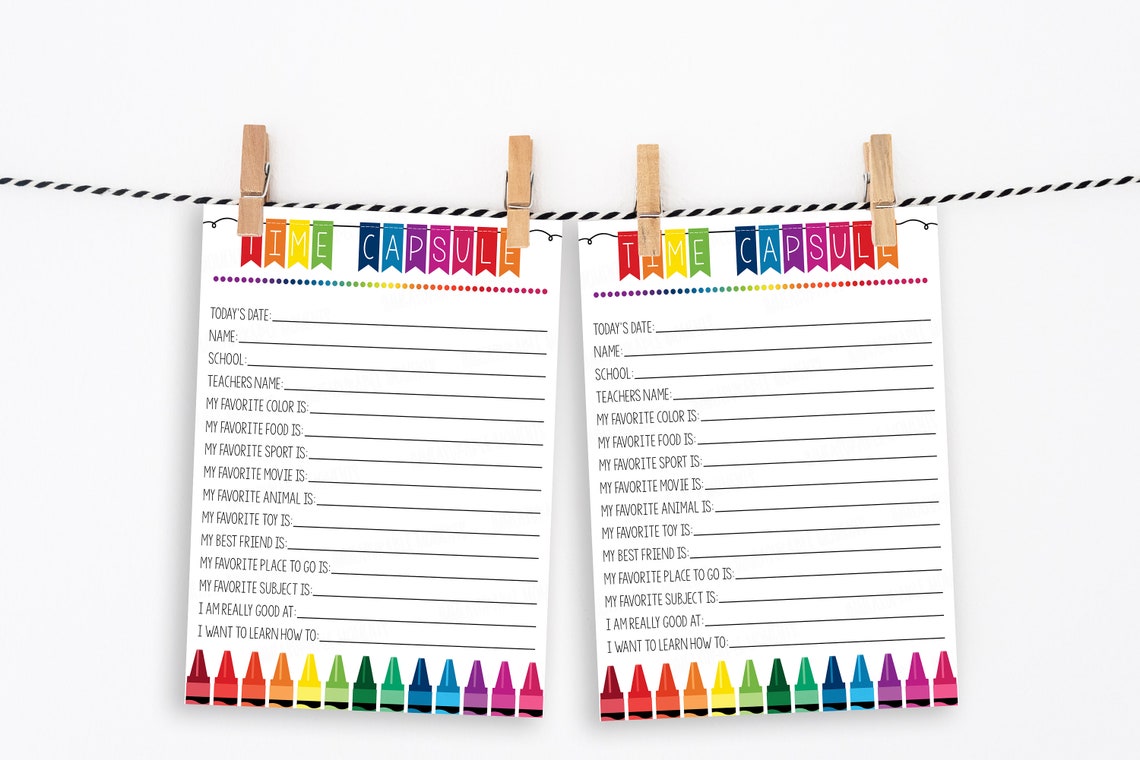 Time Capsule Printable Kids Student Memory Sheet School - Etsy