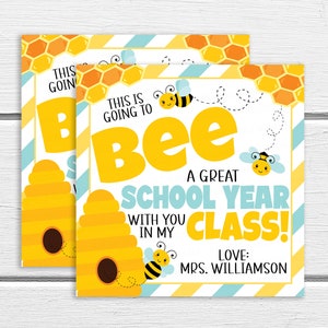 Bee Back to School Gift Tag, First Day, Going to Bee A Great School ...