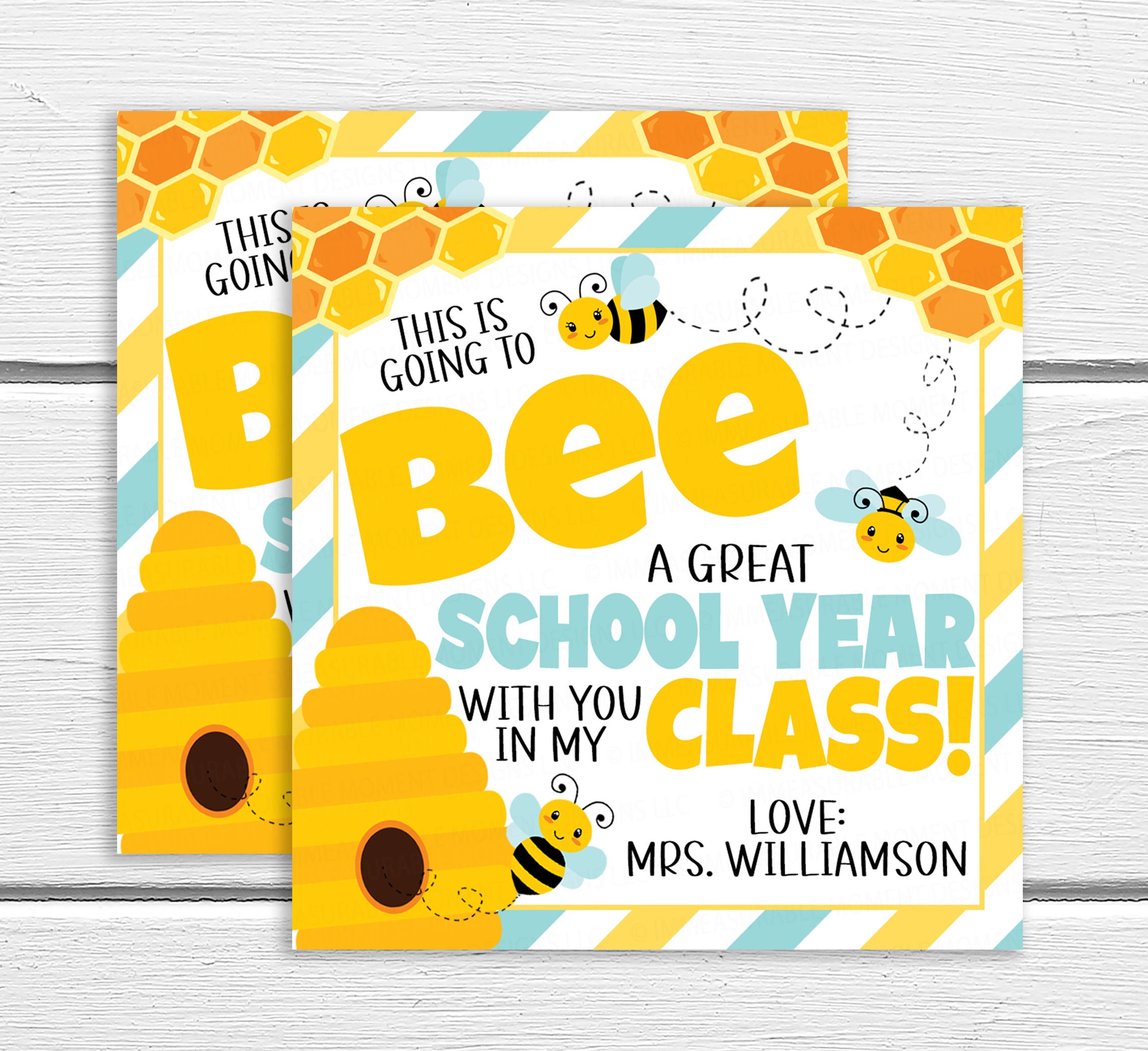 Bee Back to School Gift Tag, First Day, Going to Bee A Great School ...