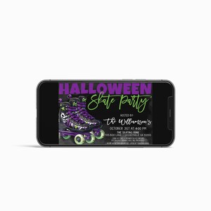 Halloween Skate Party Invitation, Halloween Skating Invite, Adult Kids ...