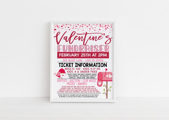 Valentine's Day Fundraiser Flyer, Editable Valentine Church School ...